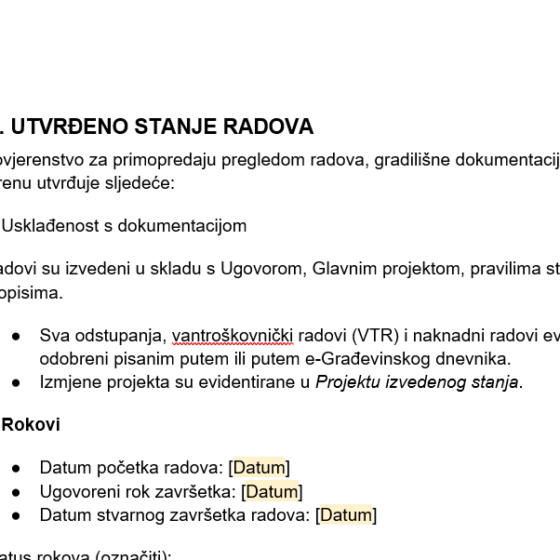 Zapisnik o primopredaji radova - Profesionalni Word obrazac - Pametna ...